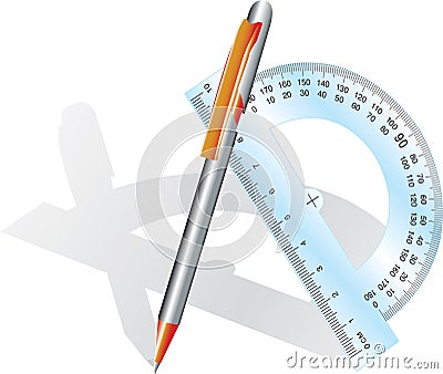 Pencil And Angle Cartoon Vector | CartoonDealer.com #6229431
