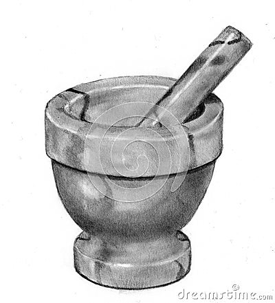 Pencil Drawing Of Mortar And Pestle Royalty Free Stock Photos - Image ...