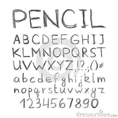 Pencil font stock vector. Illustration of doodle, numbers - 58692151