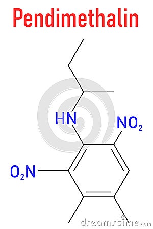 Pendimethalin Dinitroaniline Class Herbicide Molecule. Skeletal Formula ...