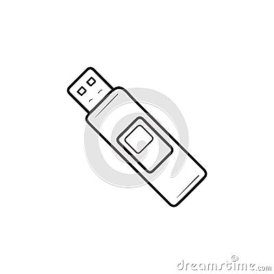 Pendrive Hand Drawn Outline Doodle Icon. Cartoon Vector | CartoonDealer ...