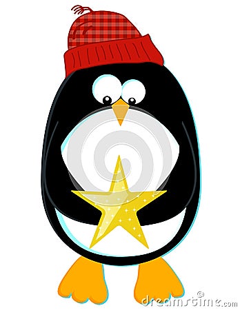 Cartoon Penguin with Stars stock vector. Illustration of drawing - 3760543