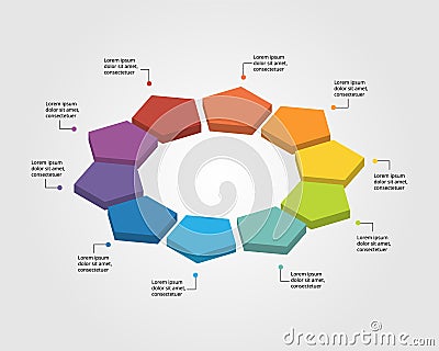 Pentagon Chart Template For Infographic For Presentation For 10 Element ...