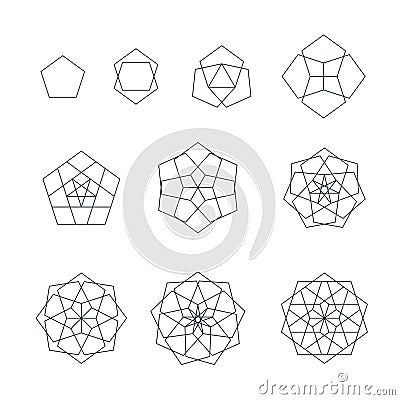 Pentagon Contour Various Sacred Geometry Set Stock Vector - Image: 66344907