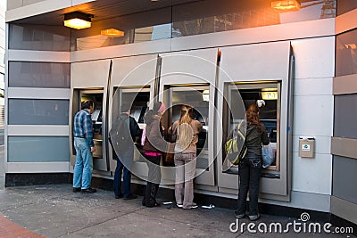 People In ATM Royalty Free Stock Photo - Image: 2409655