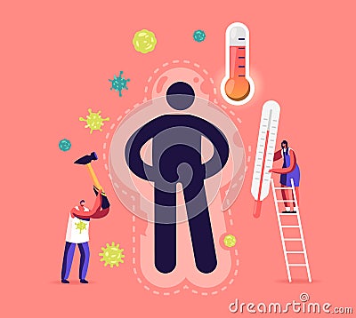 People Characters Boost Immune System, Protect From Germs, Virus Cells ...