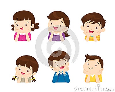 People Character Resting Chin On Hands Thinking With Hand On Chin ...