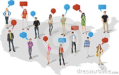 People Over United States Of America Map Stock Photo - Image: 26929890