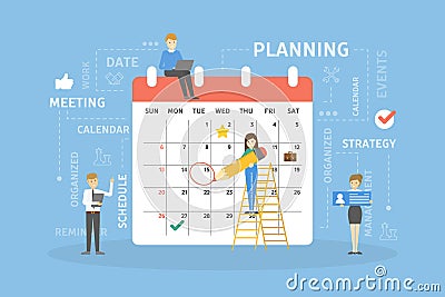 People Planning Calendar. Cartoon Vector | CartoonDealer.com #110300007