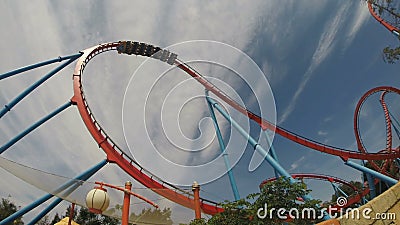 People Ride The Loop On The Roller Coaster In Slow Motion Stock Video ...