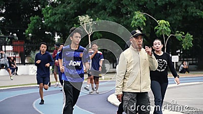 People run in slow motion stock footage. Video of recreation - 123138740