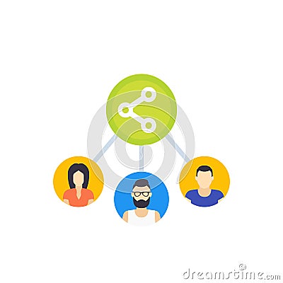 People Sharing Icon, Flat Vector | CartoonDealer.com #202495622