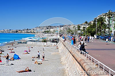 People Sunbathing On The Beach In Nice, France Editorial Photography ...