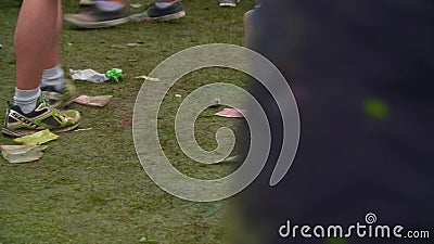 People Throw Garbage on the Ground at a Mass Event Stock Video - Video ...