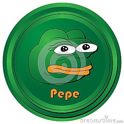 Pepe Coin Cryptocurrency Green Gradient Colour Cartoon Vector ...