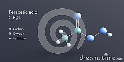 Peracetic Acid Molecule 3d Rendering, Flat Molecular Structure With ...