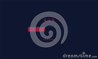 40 Percent Uploading Progress Bar, Red Loading And Processing Menu Bar Design Cartoon Vector ...