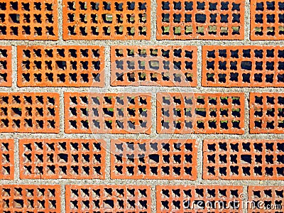 Perforated Brick Wall, With Concrete Joints Forming A Texture Stock ...