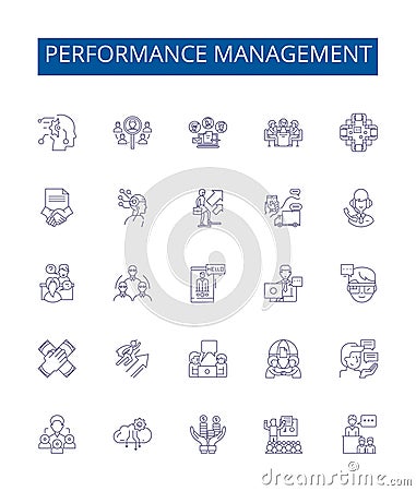 Performance Management Line Icons Signs Set. Design Collection Of ...