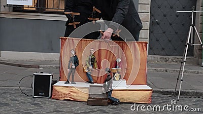 Performance. Puppets Plays Instruments on the Little Stage Stock Video ...