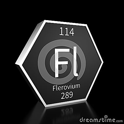 Periodic Table Element Flerovium Rendered Metal On Black On Black Stock ...