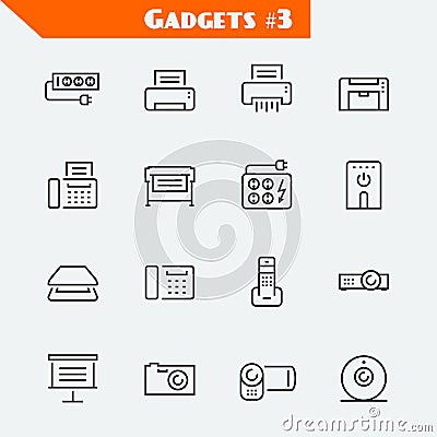 Peripheral Devices And Gadgets Icon Set Vector Illustration ...