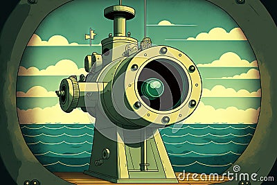 Periscope On An Old Submarine Retro Background Stock Photography ...