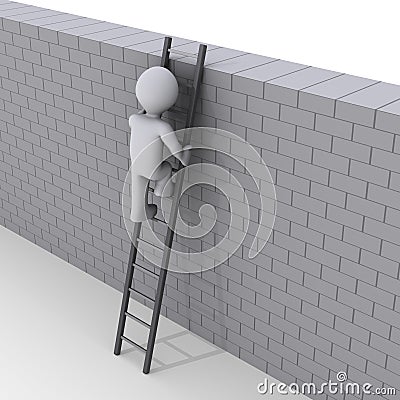 Person Climbing Ladder Over A Wall Stock Image - Image: 24281941