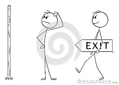 Person Looking For Exit, Vector Cartoon Stick Figure Illustration ...
