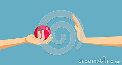 Person Refusing An Apple Vector Cartoon Illustration | CartoonDealer ...