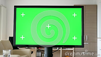 Personal Computer with Big Green Screen Chroma Mock-up Stock Footage ...