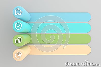 Perspective Infographic Pillars With Shadows. Presentation Template. 5 ...