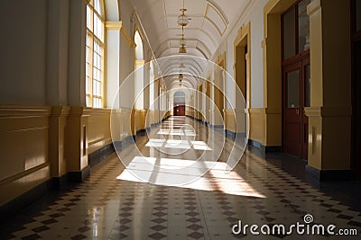 Perspective Shot Of A Long Courthouse Corridor Royalty-Free Stock ...