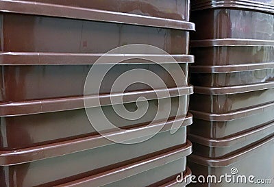 Stacked Brown Plastic Trays Royalty-Free Stock Photo | CartoonDealer ...