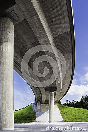 Perspective View Of The Bottom Side Of A Concrete Bridge And The Ramp ...