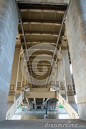 Perspective View Underneath Of The Bridge. Concrete And Metal Structure ...
