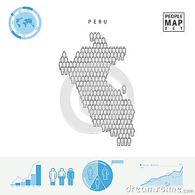 Peru People Icon Map. Stylized Vector Silhouette Of Peru. Population ...