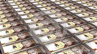 3D Animation of Peru 20 Soles Banknotes Money Stack on White Background ...