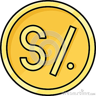 Peruvian Sol Coin Icon, Currency Of Peru Vector Illustration ...