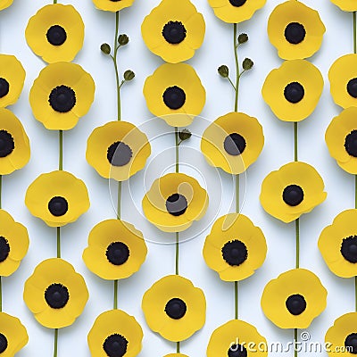 Petite Poppies. A Minimalist Floral Grid. Seamless Pattern. Royalty ...