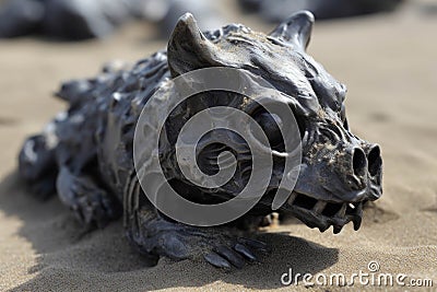 A Petrified Remains Of An Ancient Beast Encased In Tar And Sand.. AI ...