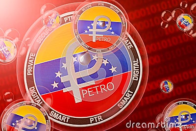 PETRO Crash, Bubble. PETRO PTR Cryptocurrency Coins In A Bubbles On The Binary Code Background ...