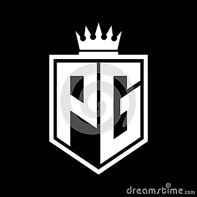 PG Logo Monogram Bold Shield Geometric Shape With Crown Outline Black ...