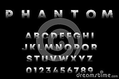 Phantom Alphabet Template. Letters And Numbers With Grunge Texture ...