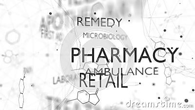 Pharmacy tags cloud stock video. Video of business, cure - 209495973