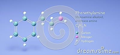 Phenethylamine Molecule, Molecular Structures, Monoamine Alkaloid, 3d ...