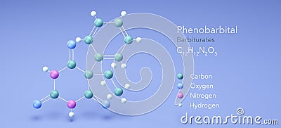 Phenobarbital Molecule, Molecular Structures, Barbiturate, 3d Model ...