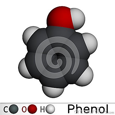 Phenol, Carbolic Acid Molecule. Molecular Model. 3D Rendering Royalty ...