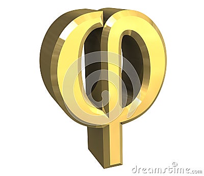 Phi Symbol In Gold (3d) Stock Photography - Image: 3787362