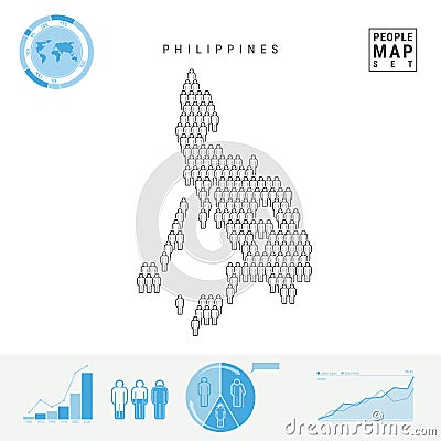 Philippines People Icon Map. Stylized Vector Silhouette Of Philippines ...